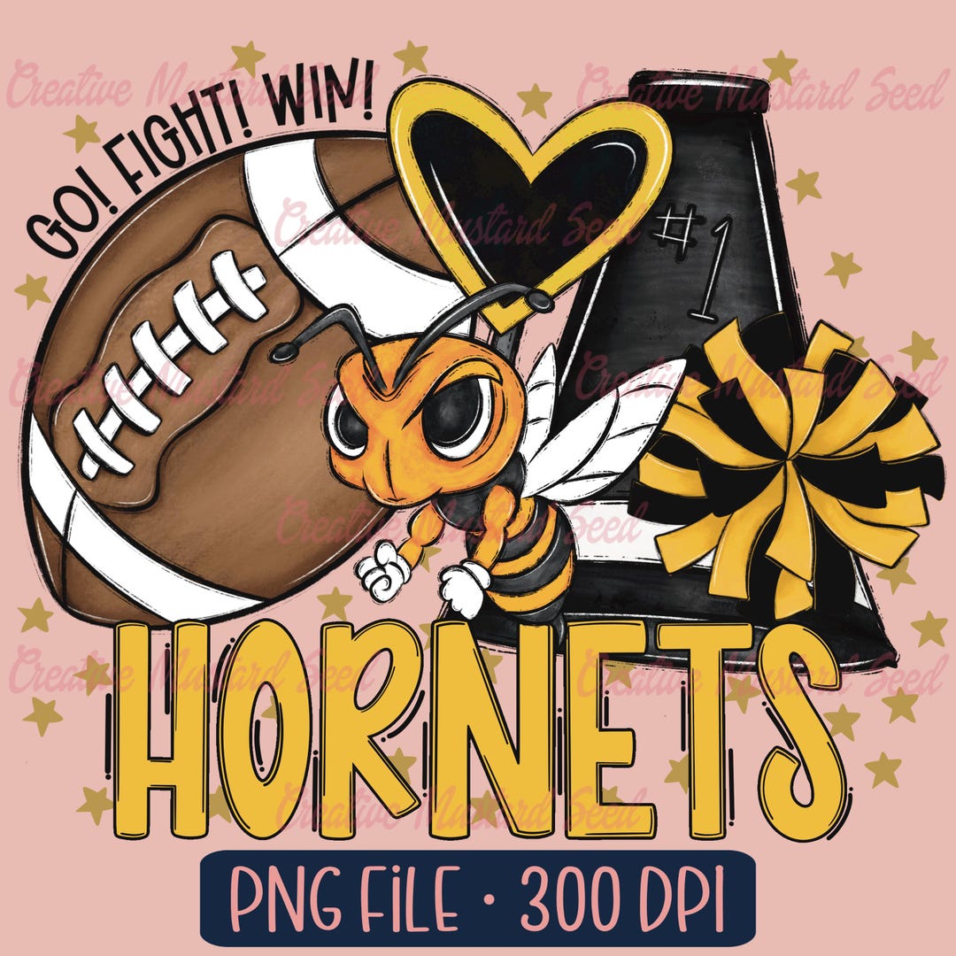 Hornets Football Cheer Mascot PNG- Sports Digital File, Cheerleading ...