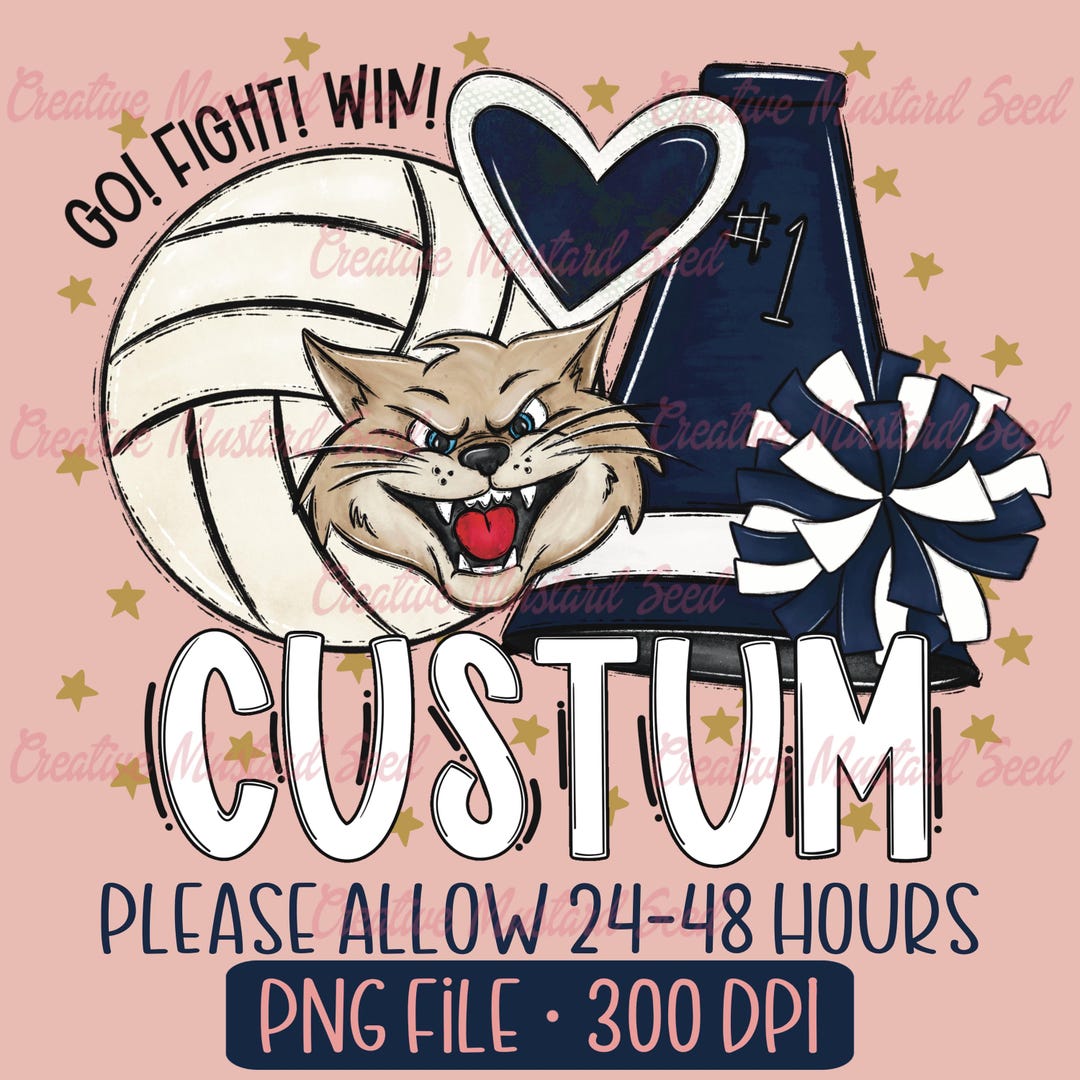 Custom Volleyball Cheer Mascot PNG- Sports Digital File, Cheerleading ...
