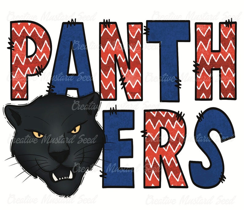 Panthers Red and Blue Doodle Mascot PNG Sports Digital File - Etsy