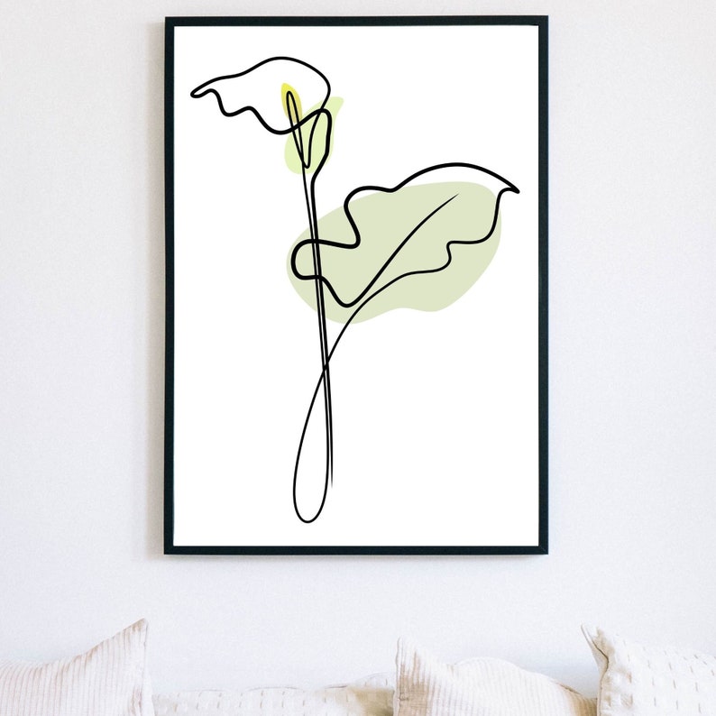 Printable Wall Art, One Line Calla Lily Art, Botanical Running Stroke ...