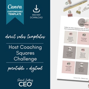 Direct Sales Host Squares Challenge, Host Coaching Printable, Host ...