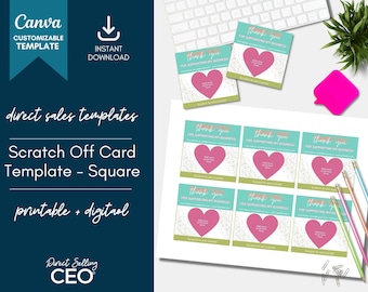 Scratch Card Template on Canva for 50 Scratch Cards. Business/ - Etsy