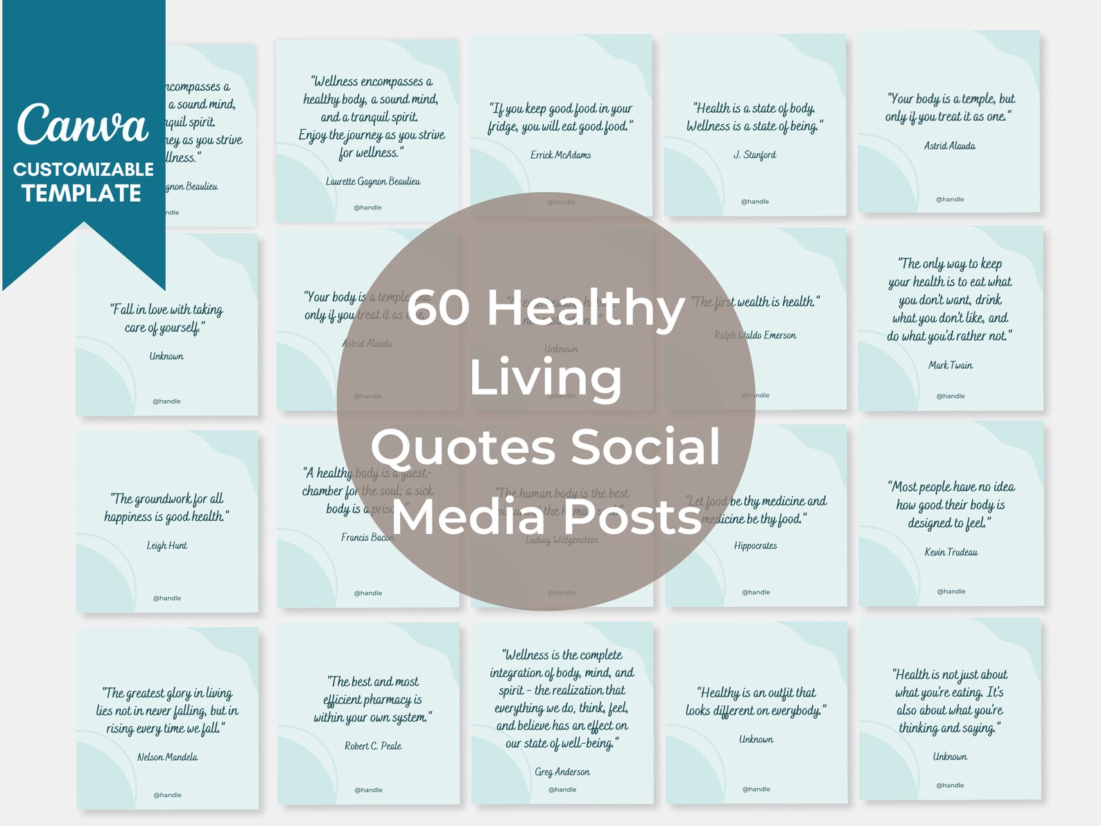 200 Healthy Living Wellness Social Media Posts, Health Canva Templates ...