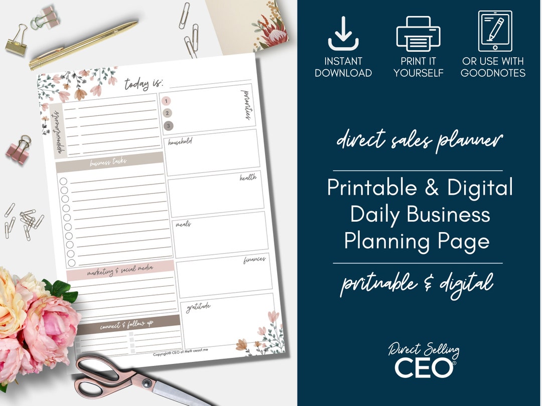 Direct Sales Daily Planner, Direct Sales Planner, Printable Planner ...