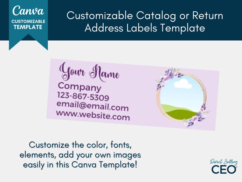 Customizable Catalog Label, Editable Address Label Canva Template ...