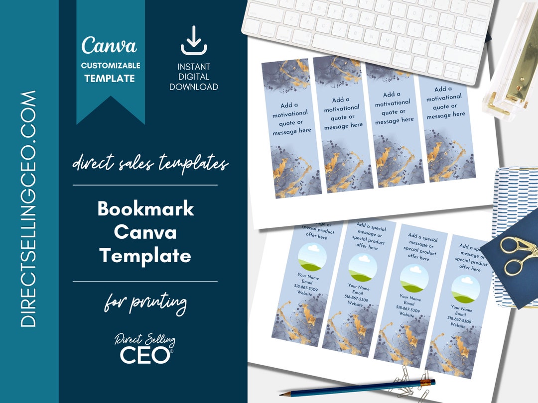 Direct Sales Editable Printable Bookmark Template, Canva Bookmark ...