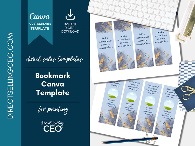 Direct Sales Editable Printable Bookmark Template, Canva Bookmark ...