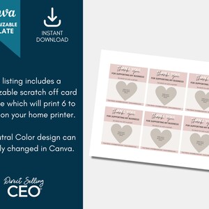 Direct Sales Square Scratch off Card Template, Printable Editable ...