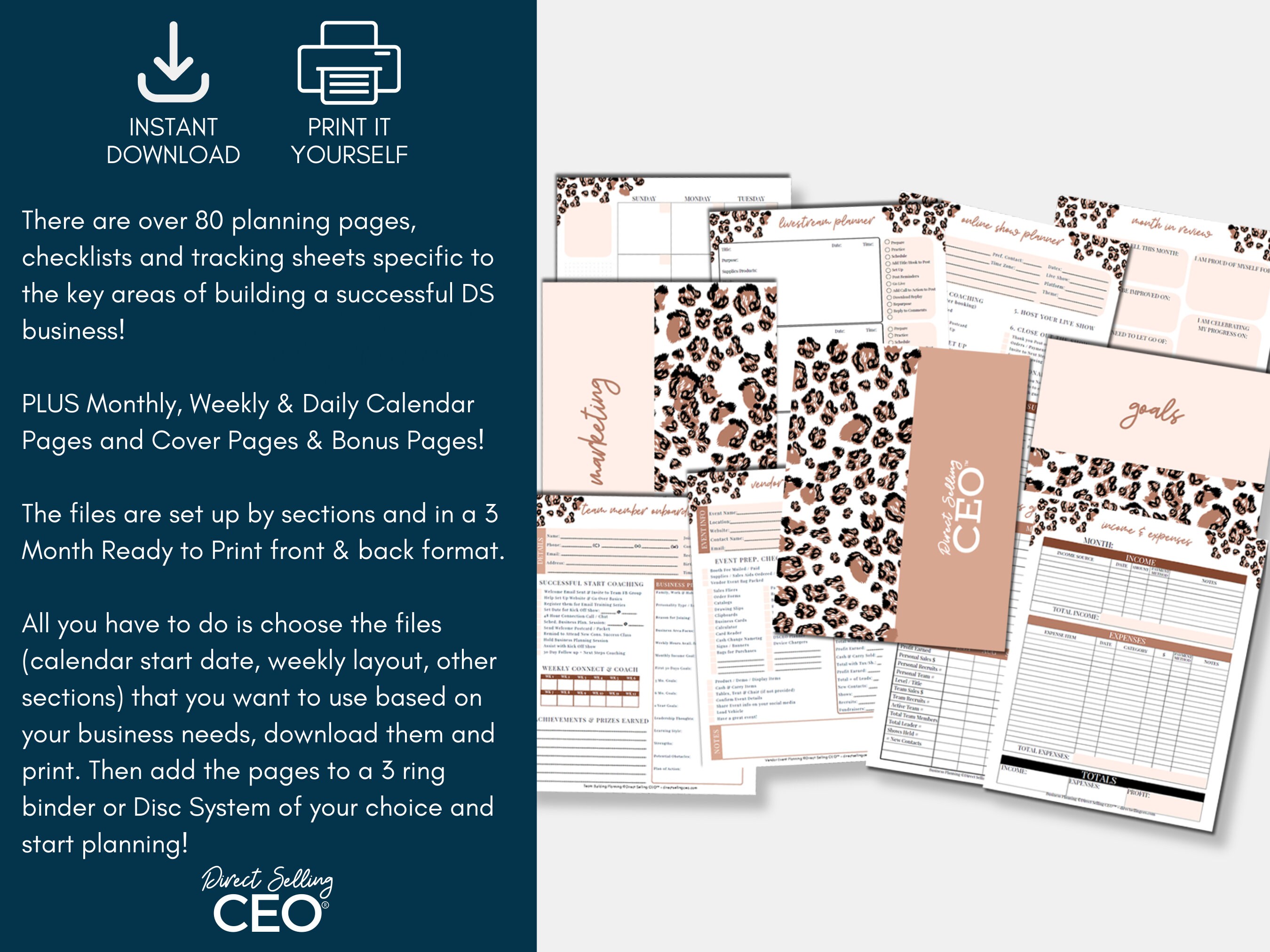 Direct Sales Printable Planner Fierce, Animal Print Direct Sales ...