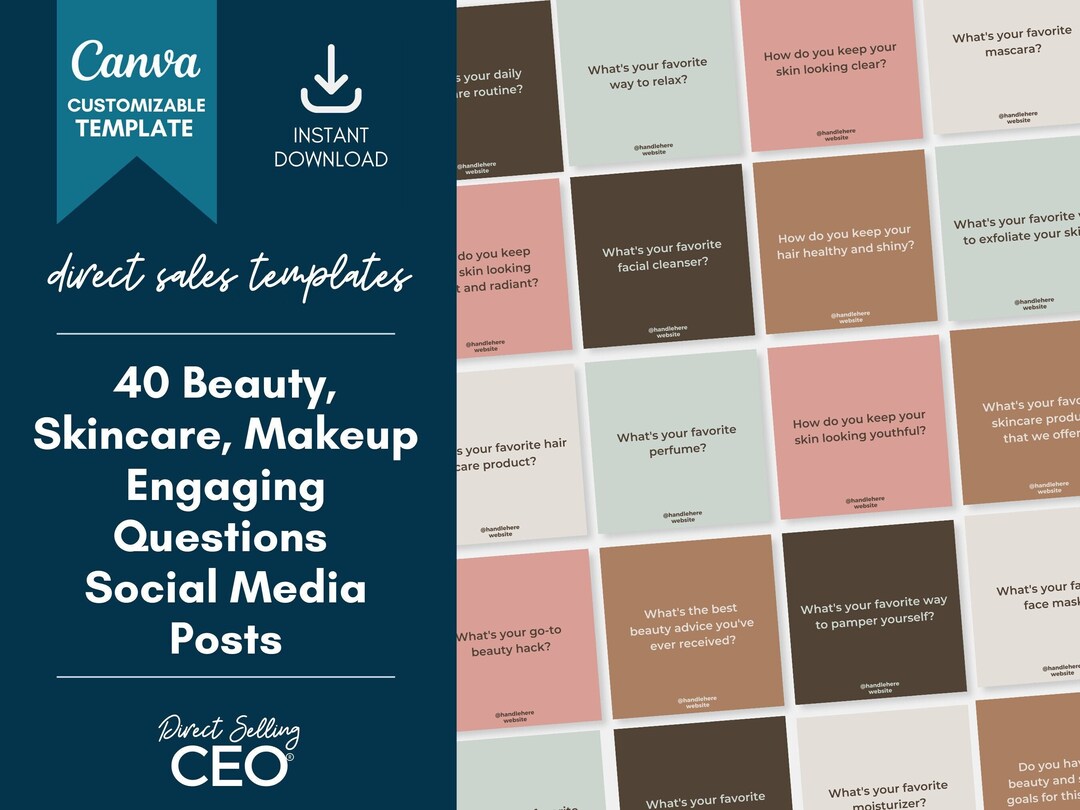 40 Beauty Engaging Questions Instagram Canva Templates, Makeup Social ...