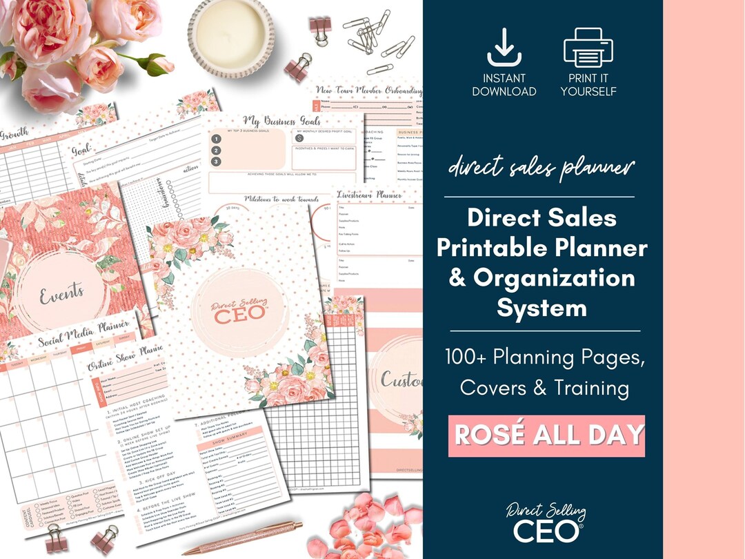 Direct Sales Printable Planner Rose All Day, Pink Direct Sales Planner ...