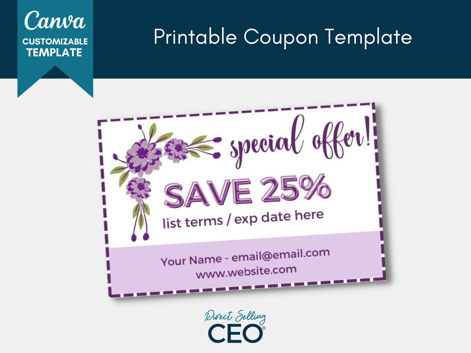 Direct Sales Editable Printable Coupon Template, Canva Coupon Template ...