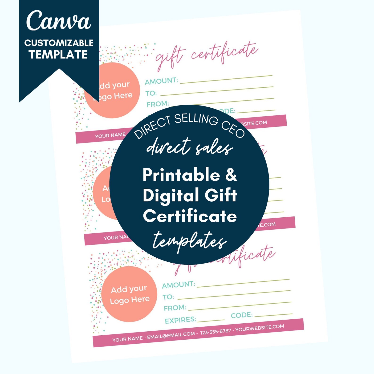 Direct Sales Gift Certificate Canva Template Editable Gift - Etsy