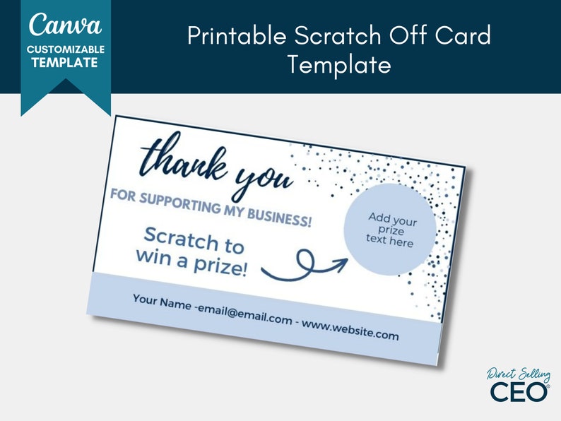 Direct Sales Scratch off Card Template, Printable Scratch off Card ...