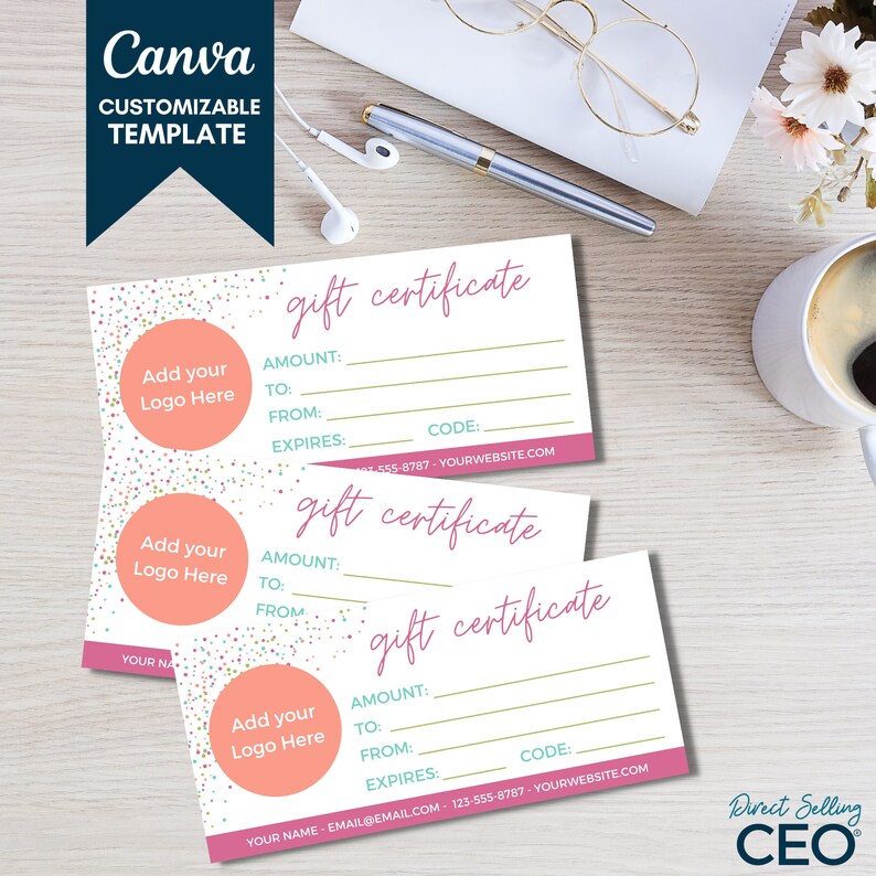 Direct Sales Gift Certificate Canva Template Editable Gift - Etsy