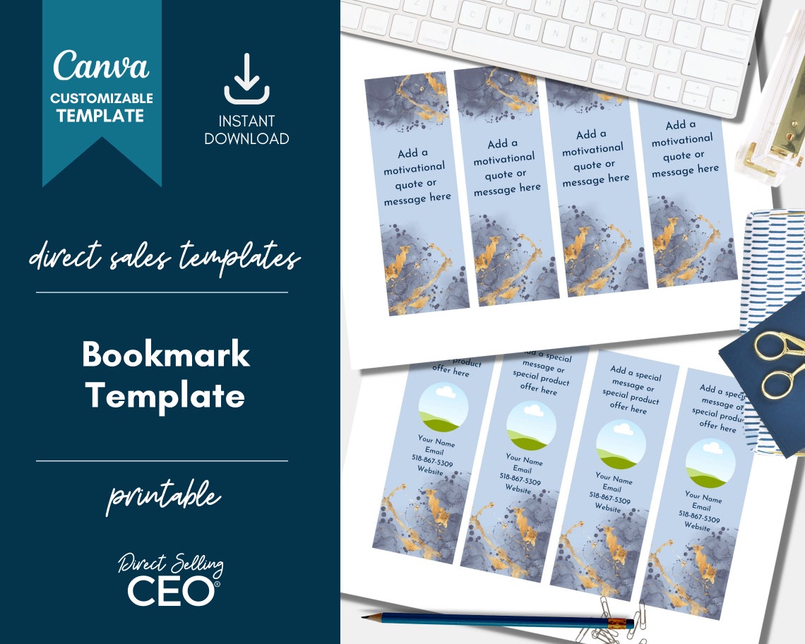 Direct Sales Editable Printable Bookmark Template, Canva Bookmark ...