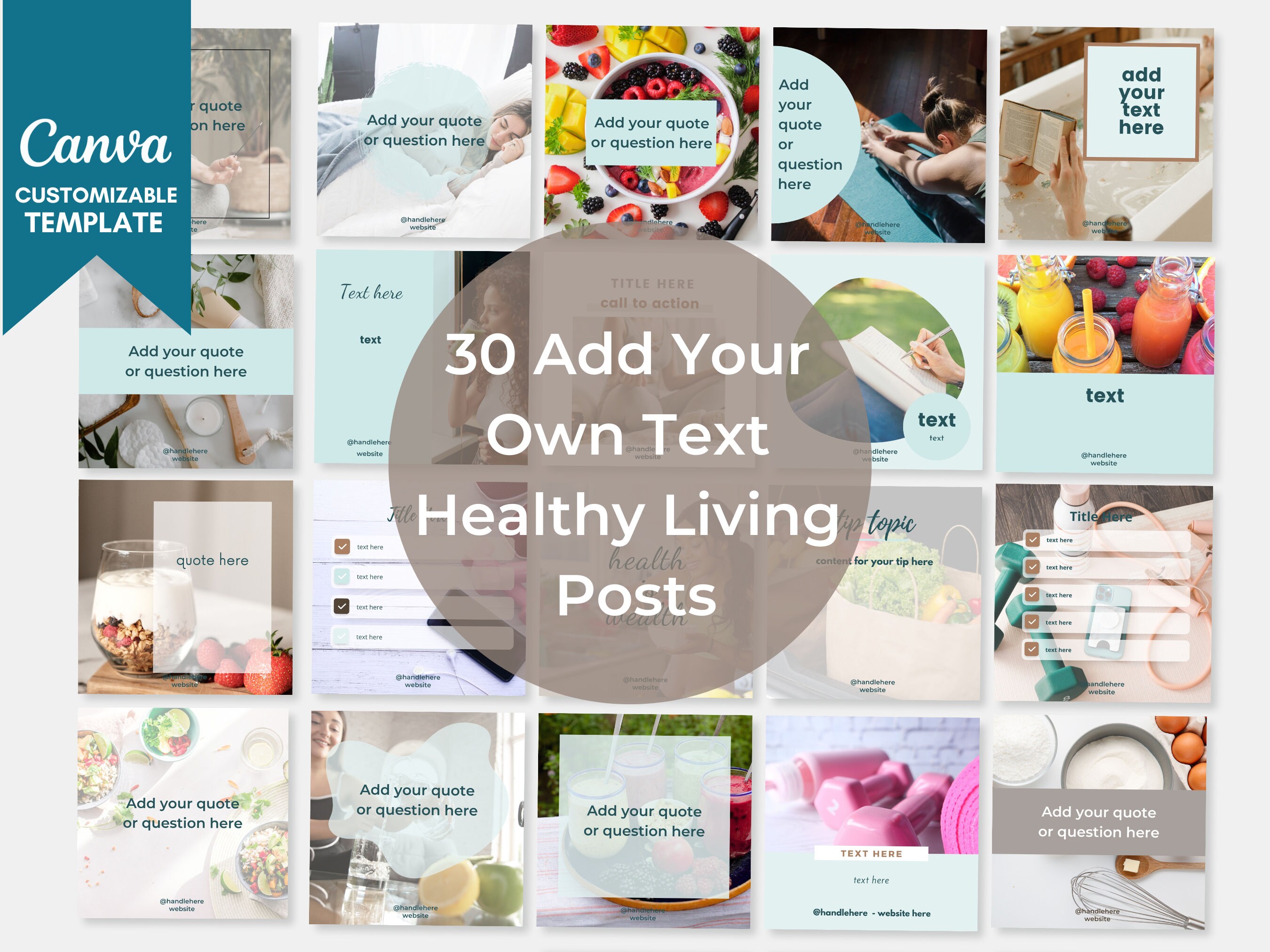 200 Healthy Living Wellness Social Media Posts, Health Canva Templates ...