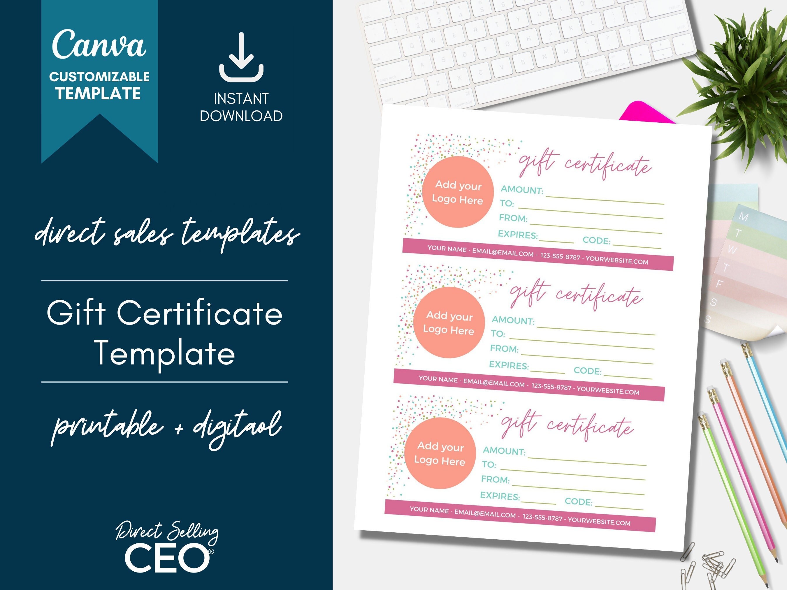 Direct Sales Gift Certificate Canva Template, Editable Gift Certificate ...