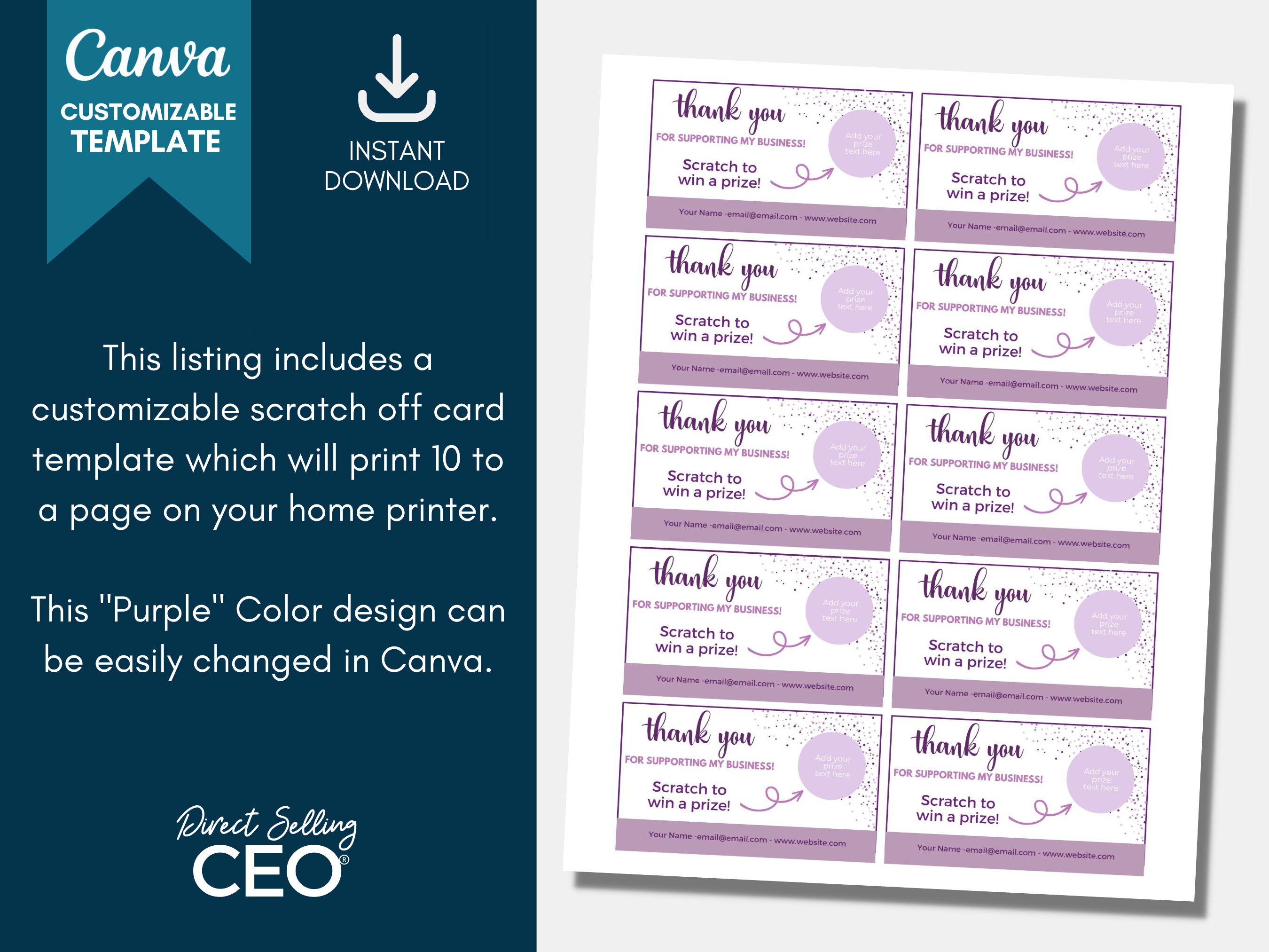 Direct Sales Scratch off Card Template, Printable Scratch off Card ...