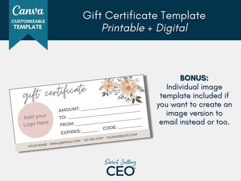 Direct Sales Gift Certificate Canva Template, Editable Gift Certificate ...