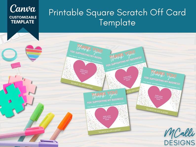 Square Scratch off Card Template, Printable Scratch off Card, Scratch ...