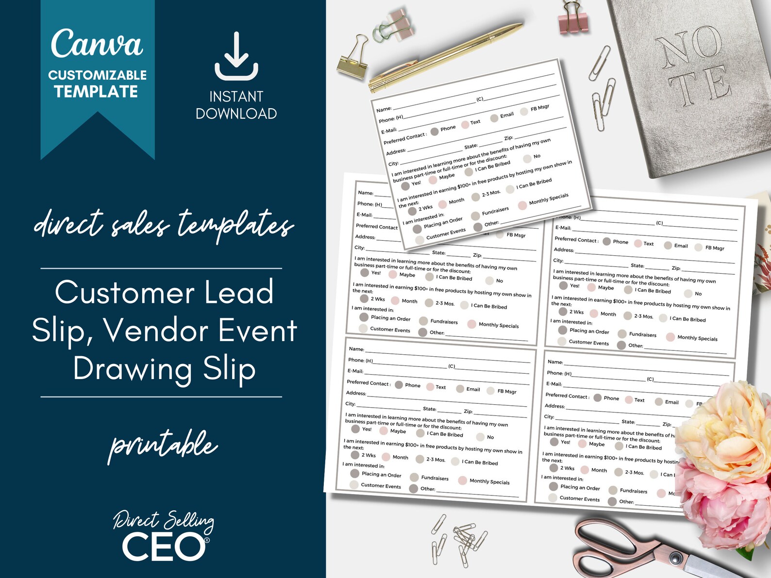 Direct Sales Printable Customer Info Form, Event Survey Form Printable ...