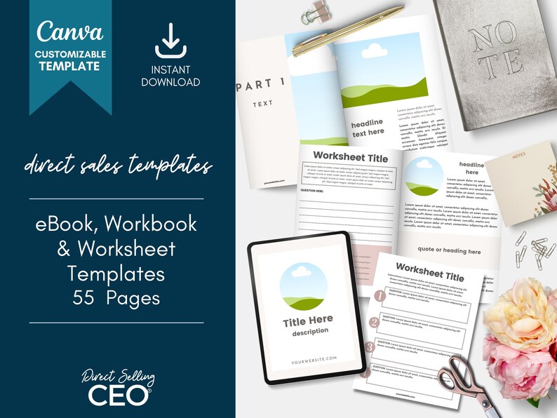 Ebook Workbook Worksheet Canva Template, Direct Sales Templates, Lead ...