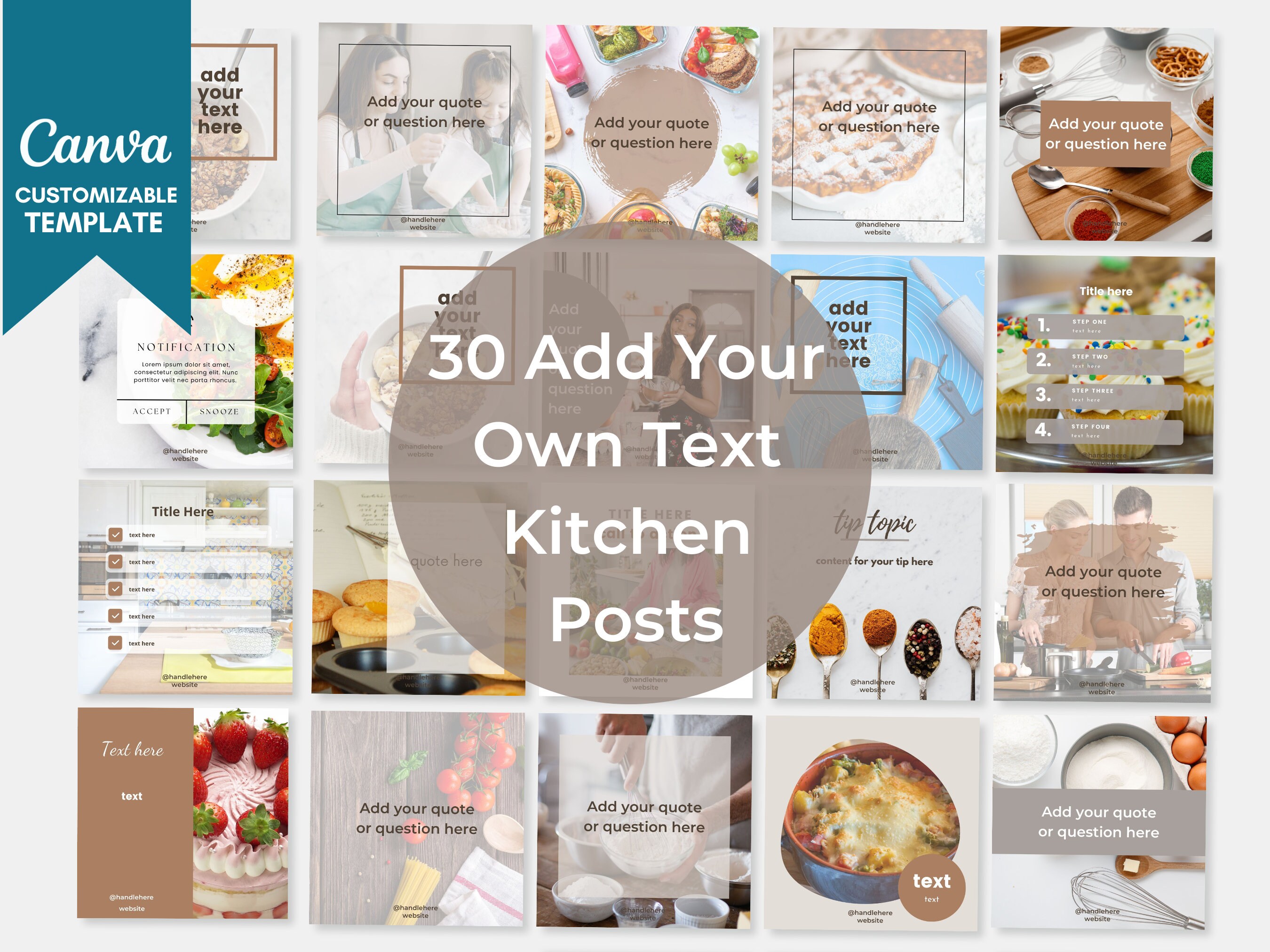 160 Cooking Food Kitchen Instagram Canva Templates, Meal Prep Social ...