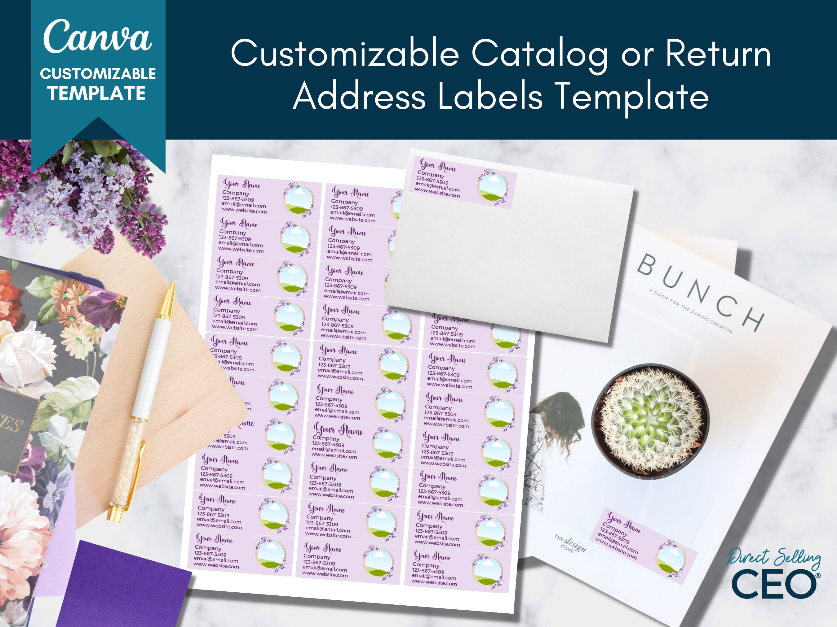 Customizable Catalog Label, Editable Address Label Canva Template ...