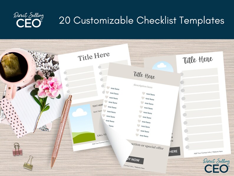 Direct Sales Checklists Templates, Lead Magnet Template, Canva ...
