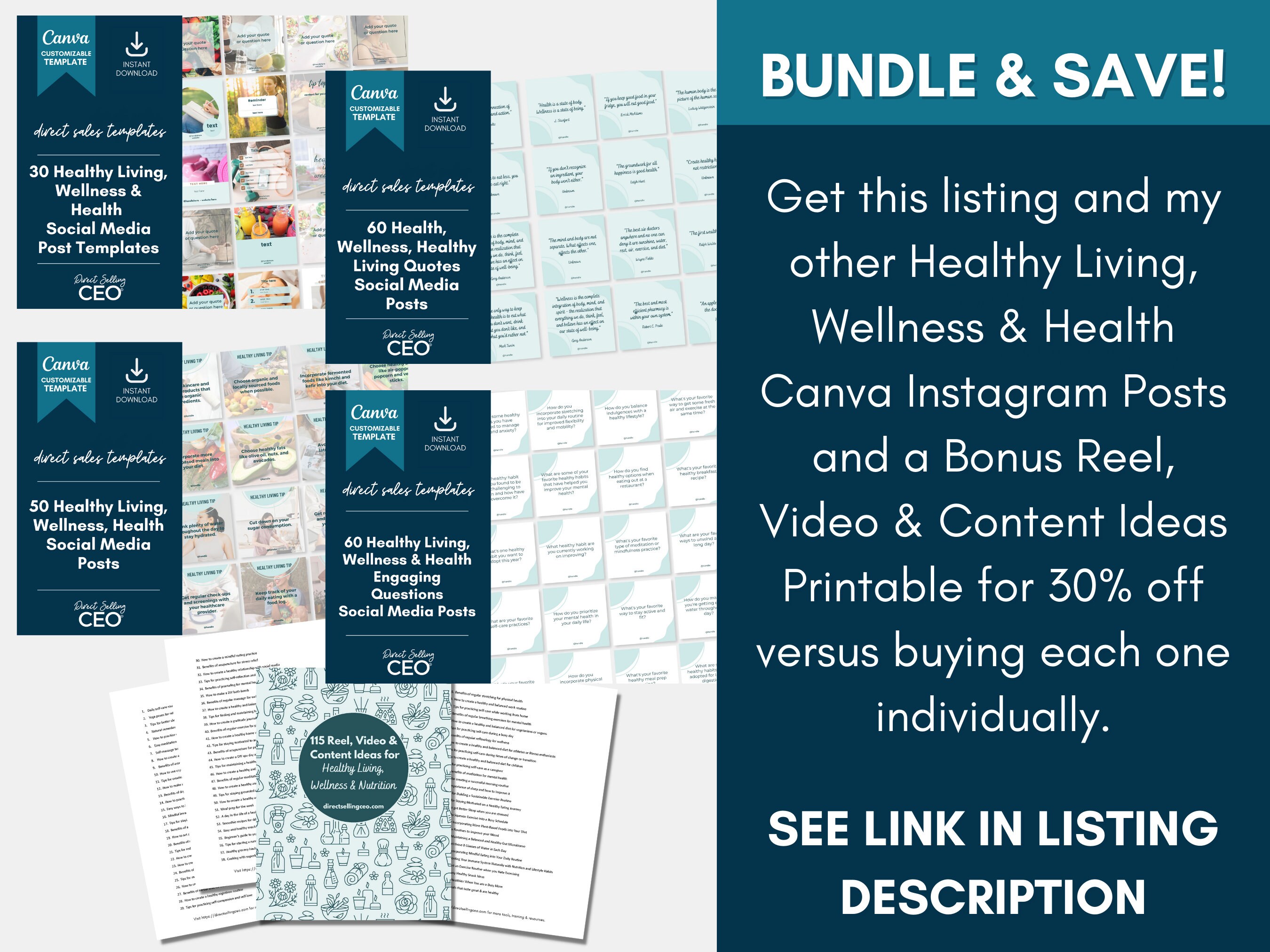 50 Healthy Living Wellness Tips Social Media Posts, Health Canva ...