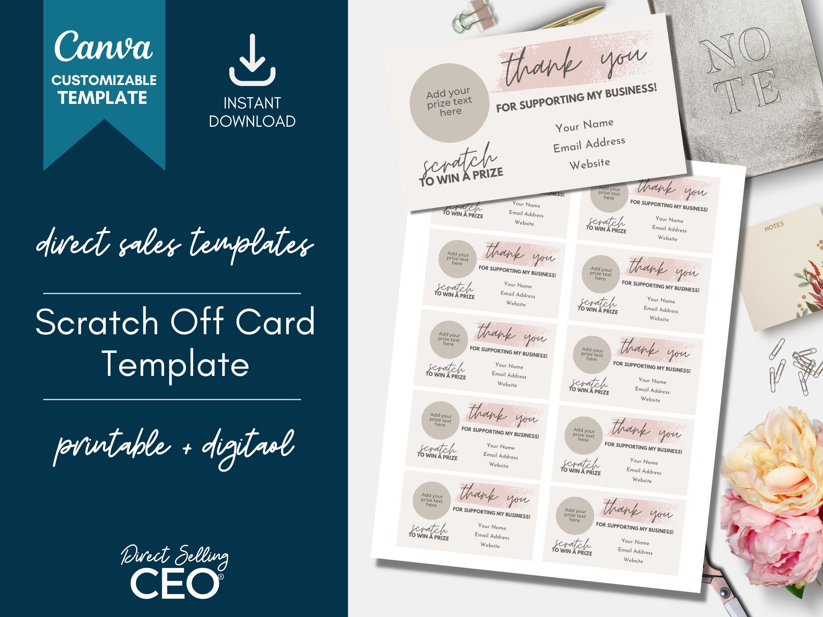 Direct Sales Scratch off Card Template, Printable Scratch off Card ...