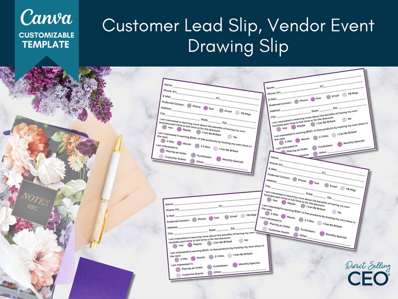 Direct Sales Printable Customer Info Form, Event Survey Form Printable ...