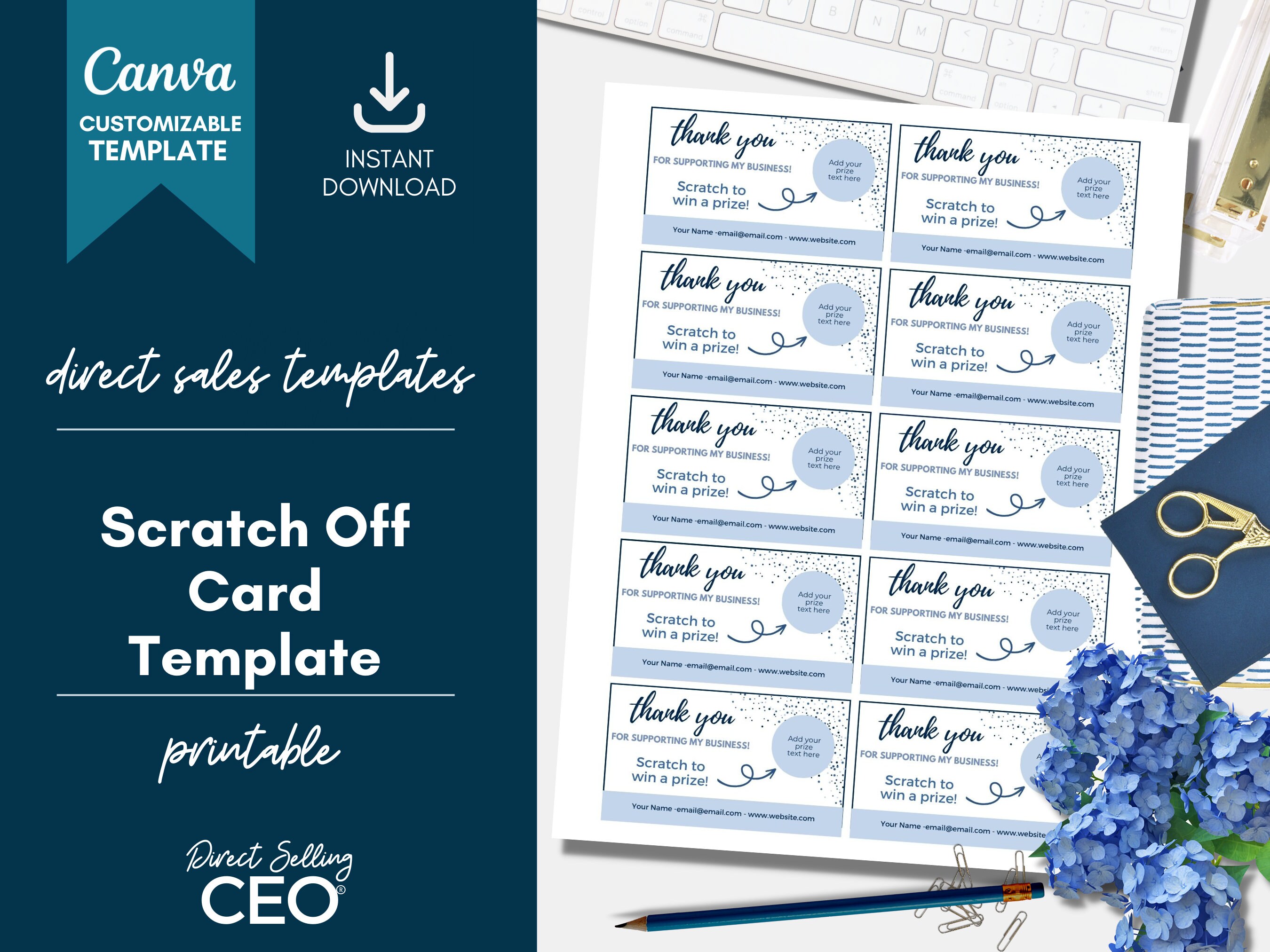 Direct Sales Scratch off Card Template, Printable Scratch off Card ...