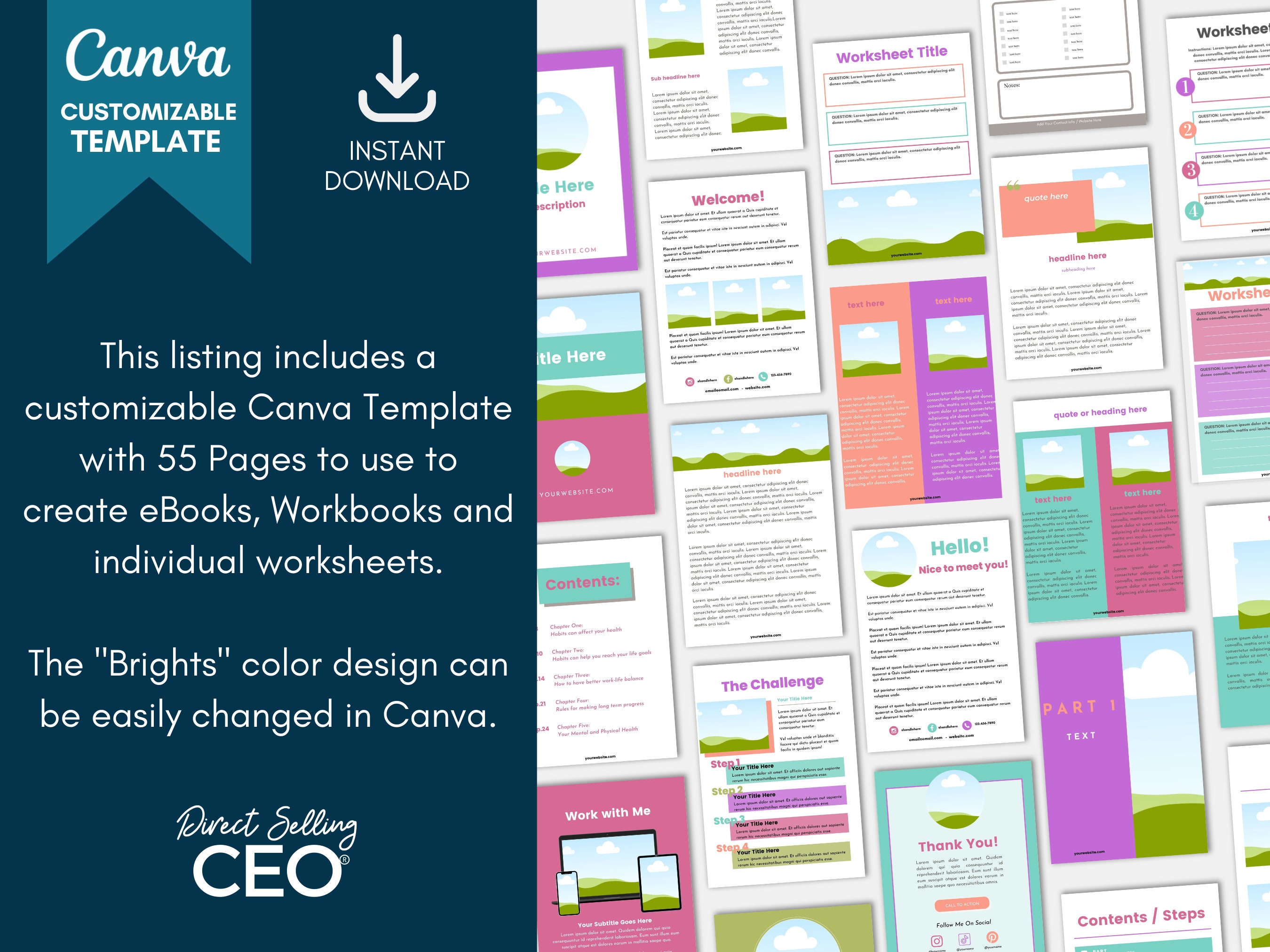 Ebook Workbook Worksheet Canva Template, Direct Sales Templates, Lead ...