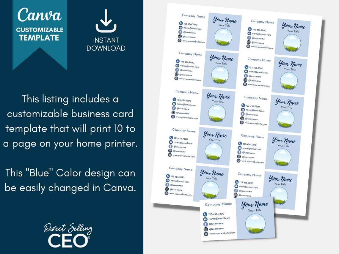 Direct Sales Business Card Canva Template, Editable Business Card ...