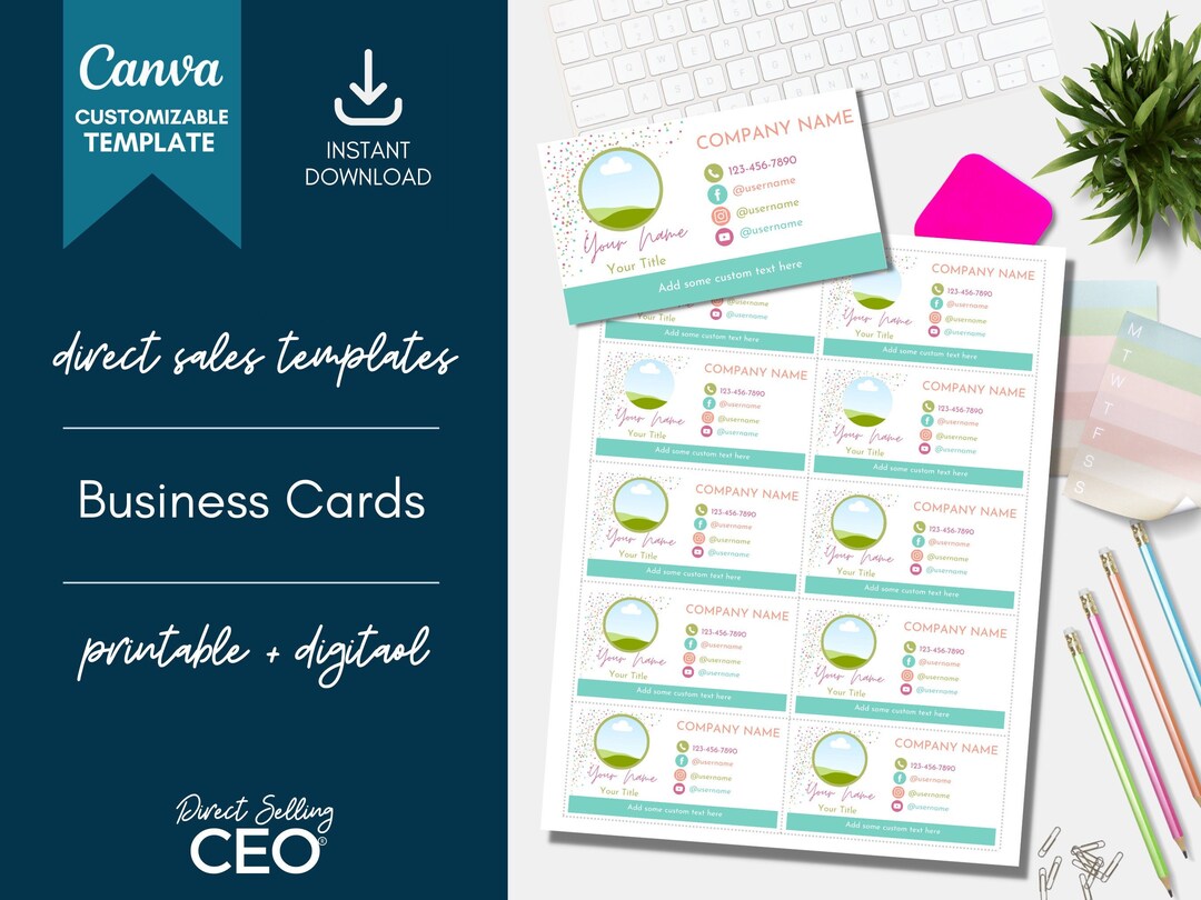 Direct Sales Business Card Canva Template, Editable Business Card ...