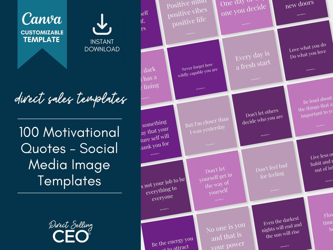 Direct Sales 100 Motivational Social Media Instagram Posts, Canva ...