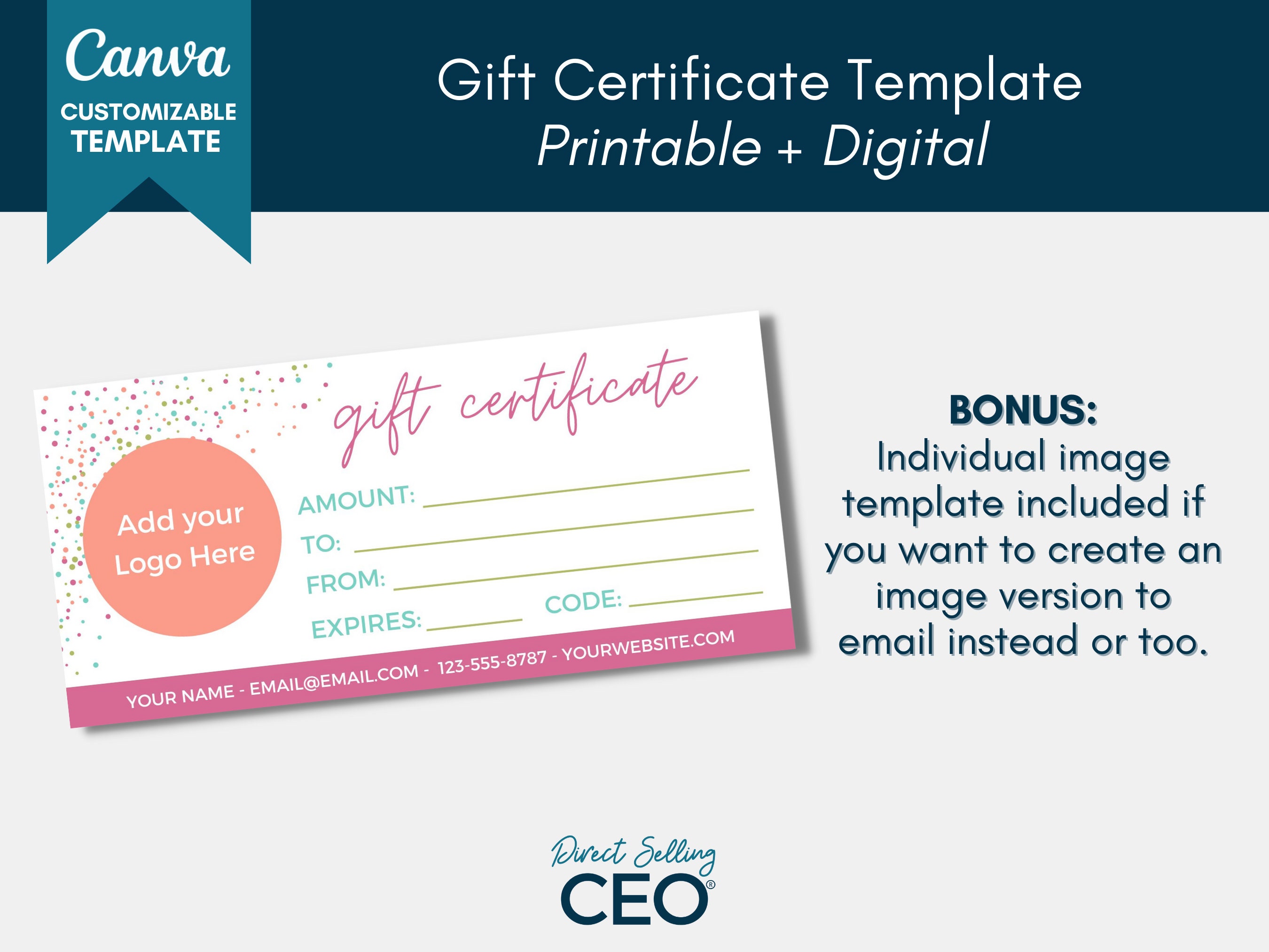 Direct Sales Gift Certificate Canva Template, Editable Gift Certificate ...