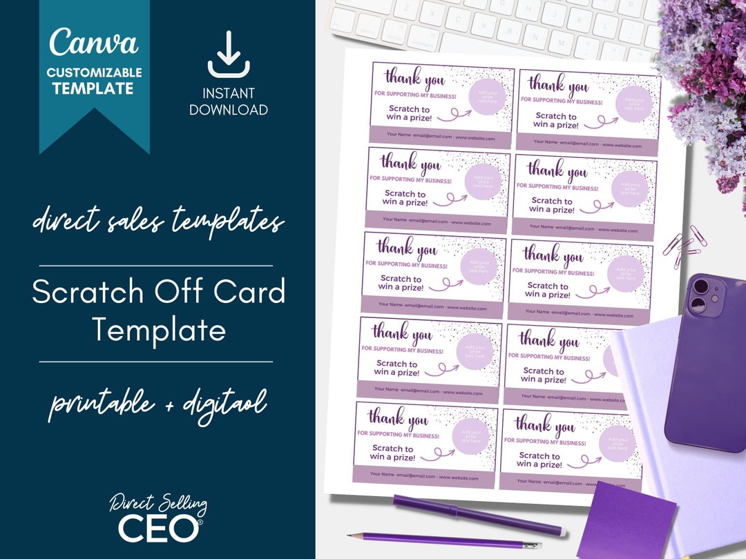 Direct Sales Scratch off Card Template, Printable Scratch off Card ...