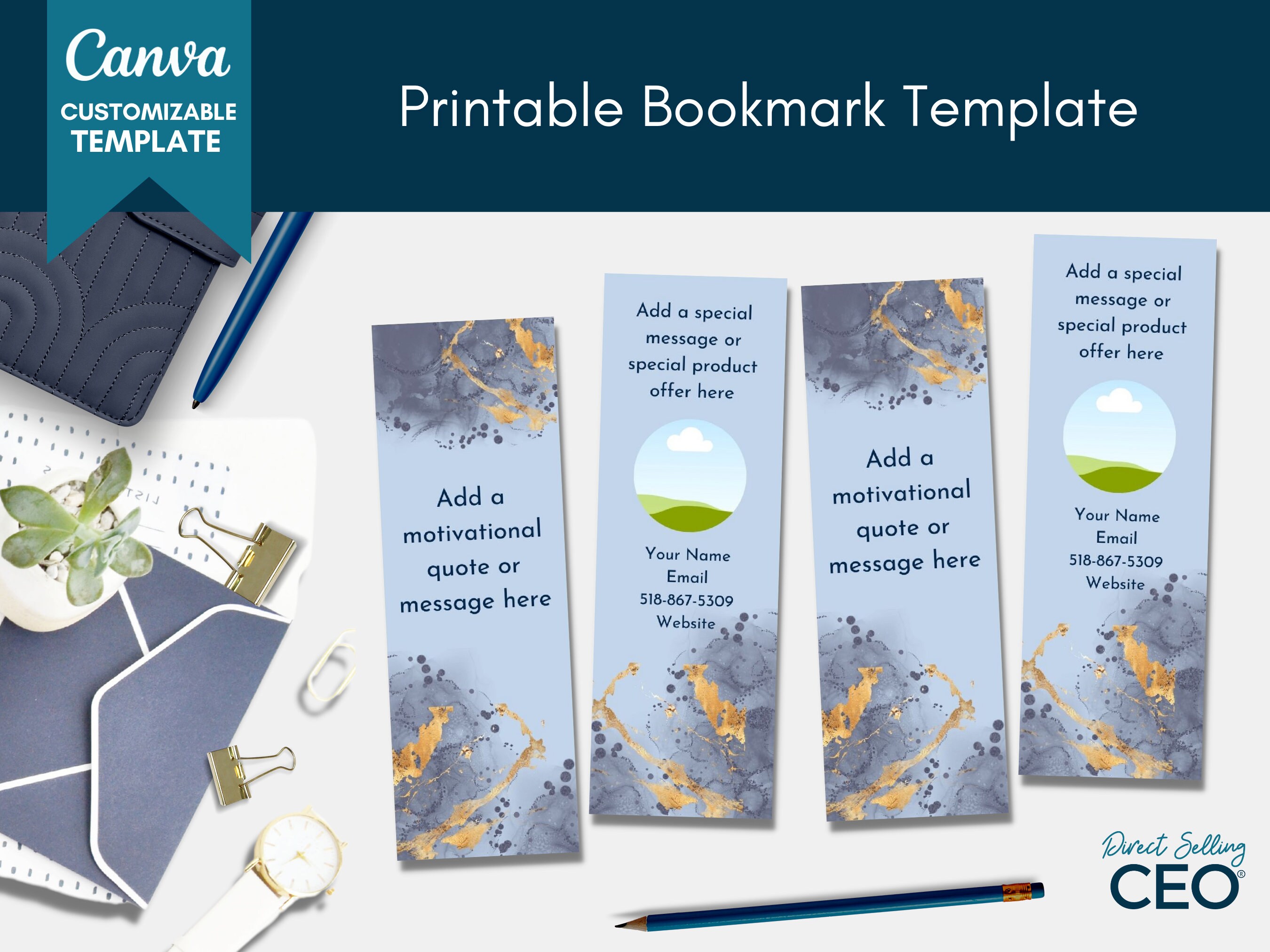 Direct Sales Editable Printable Bookmark Template, Canva Bookmark ...