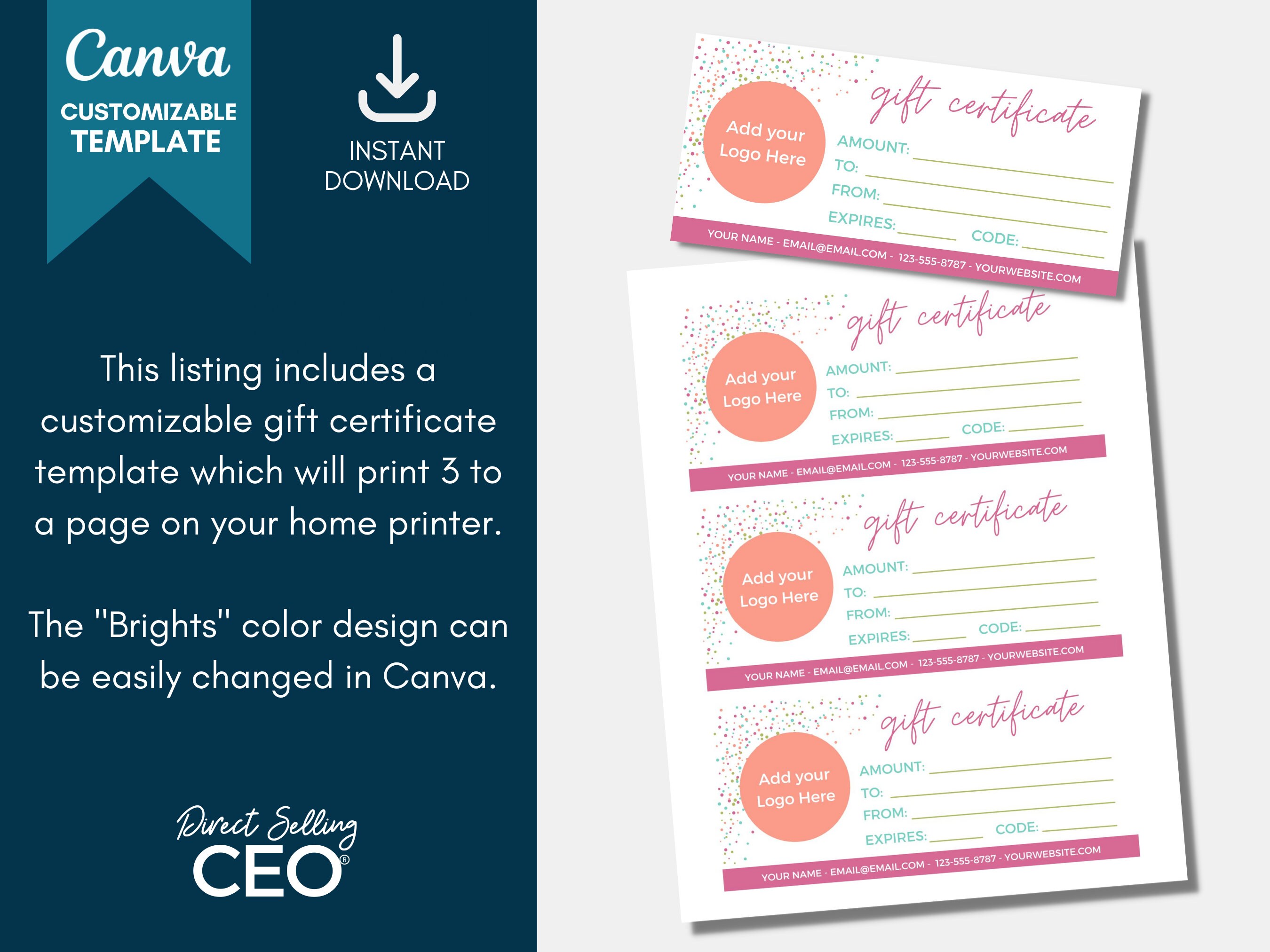 Direct Sales Gift Certificate Canva Template, Editable Gift Certificate ...