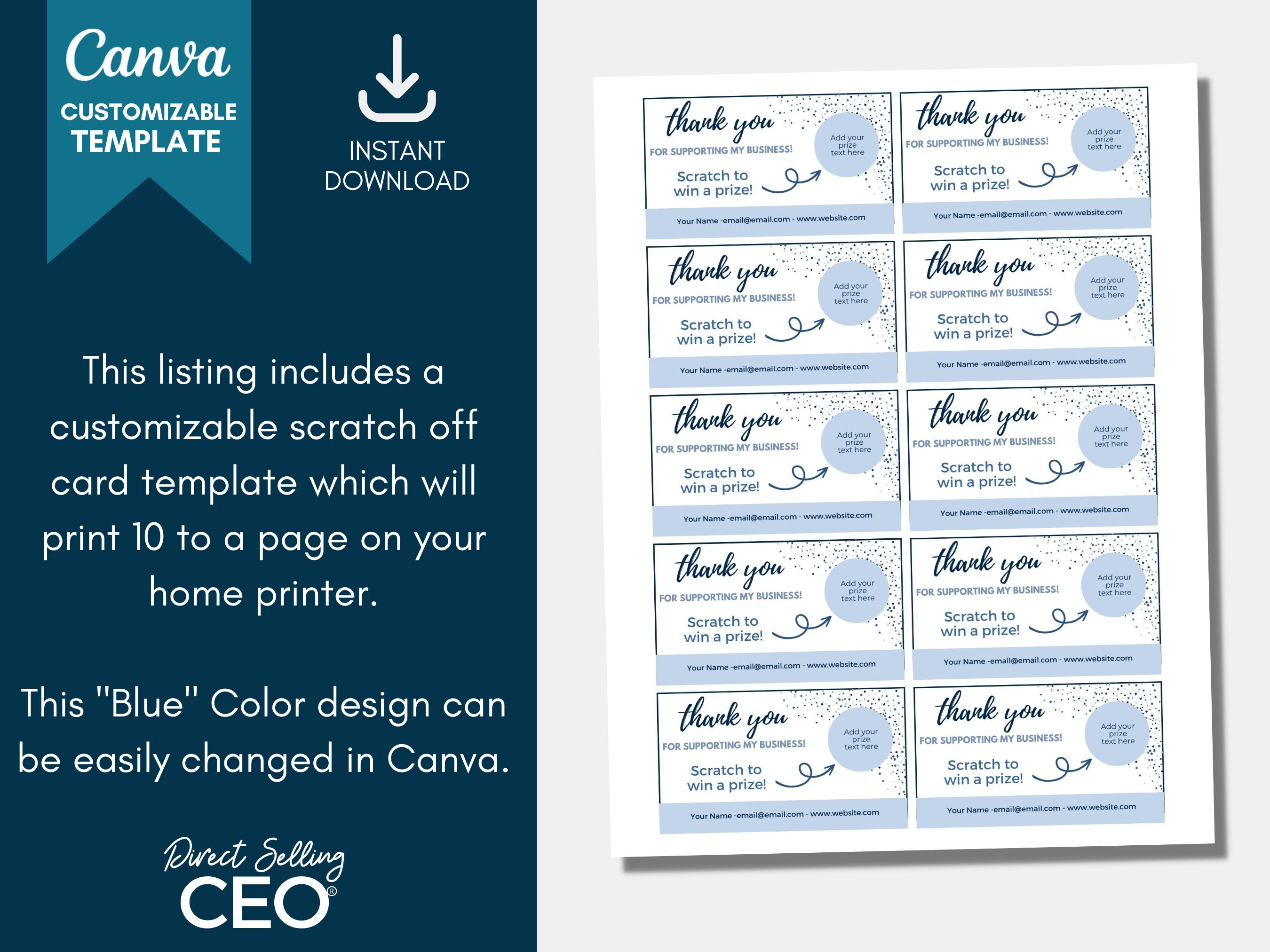 Direct Sales Scratch off Card Template, Printable Scratch off Card ...