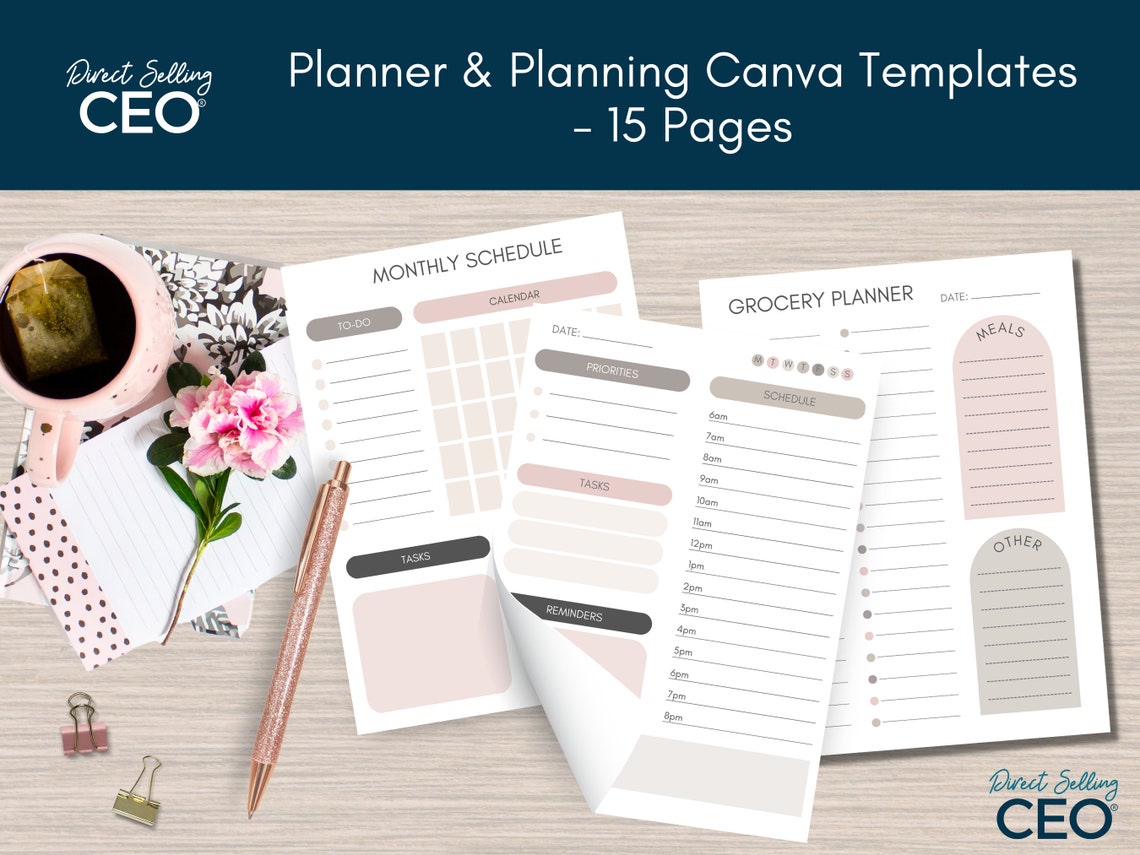 Canva Planner Template Set, Weekly Planner Template, Daily Planner ...