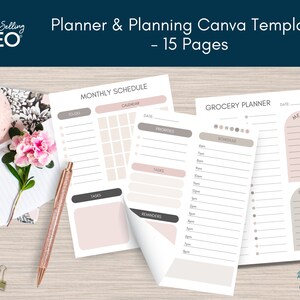 Canva Planner Template Set, Weekly Planner Template, Daily Planner ...