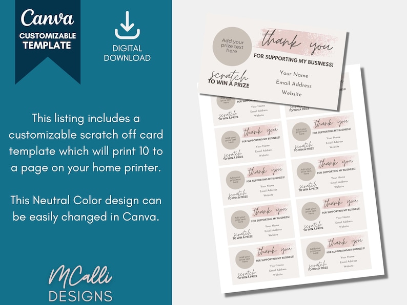 Scratch off Card Template, Printable Scratch off Card, Scratch off Card ...