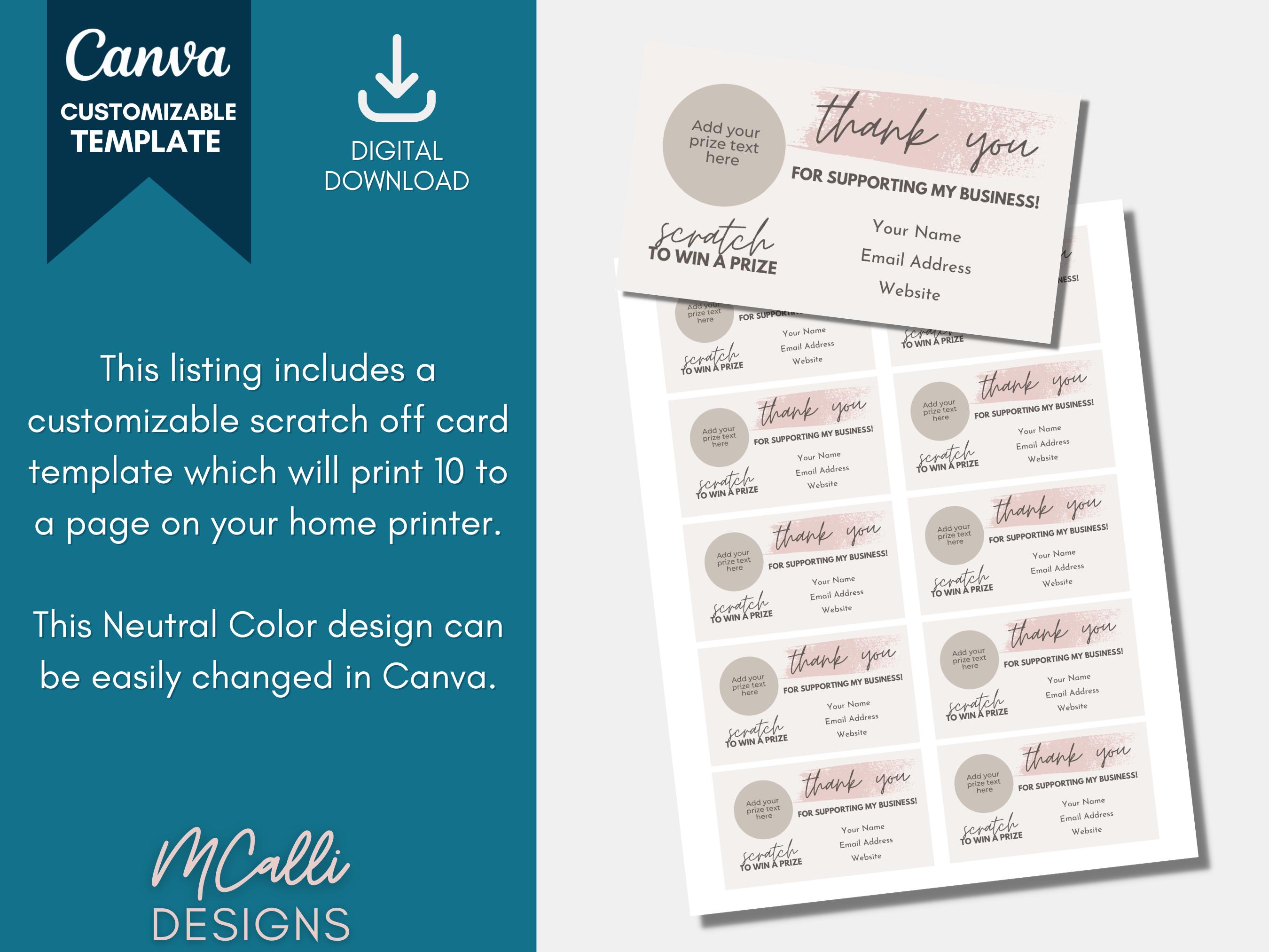 Scratch off Card Template, Printable Scratch off Card, Scratch off Card ...