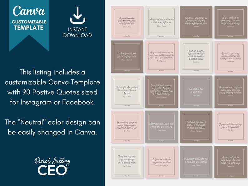 Direct Sales 90 Positive Social Media Instagram Posts, Motivational ...