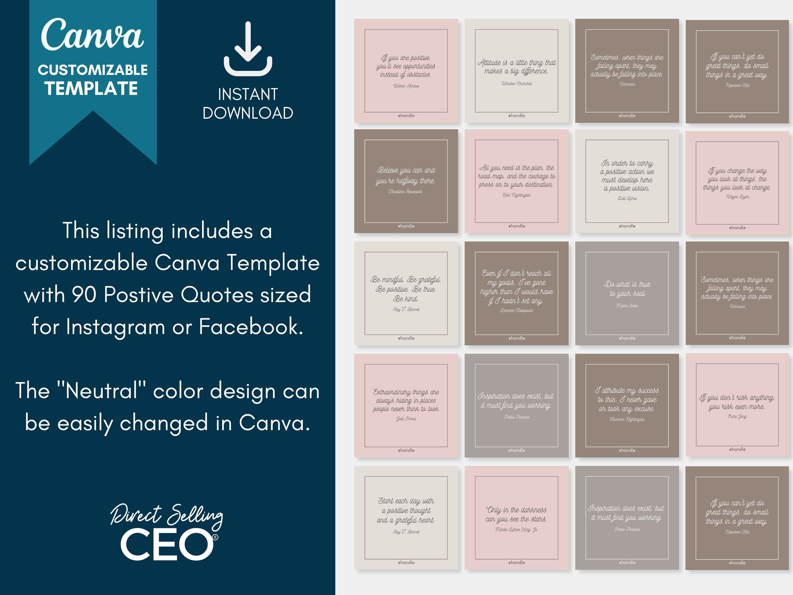 Direct Sales 90 Positive Social Media Instagram Posts, Motivational ...