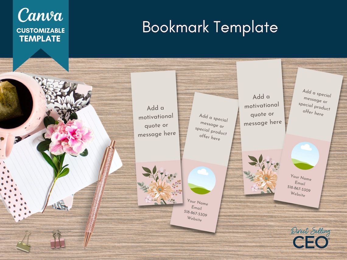 Direct Sales Editable Printable Bookmark Template, Canva Bookmark ...